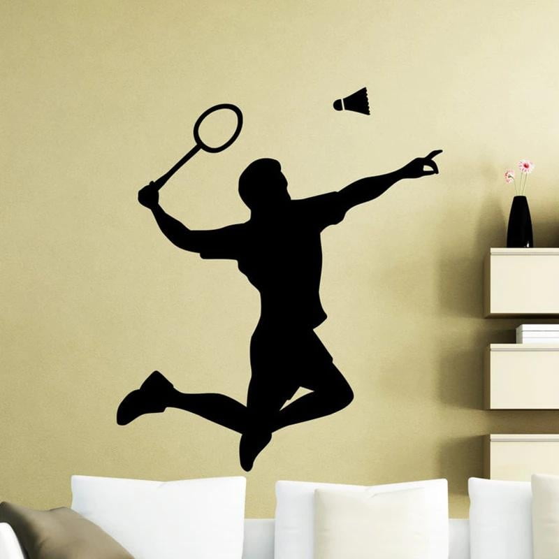 Badminton Player Wall Decal Shuttlecock Racquet Sports Stadium Interior ...