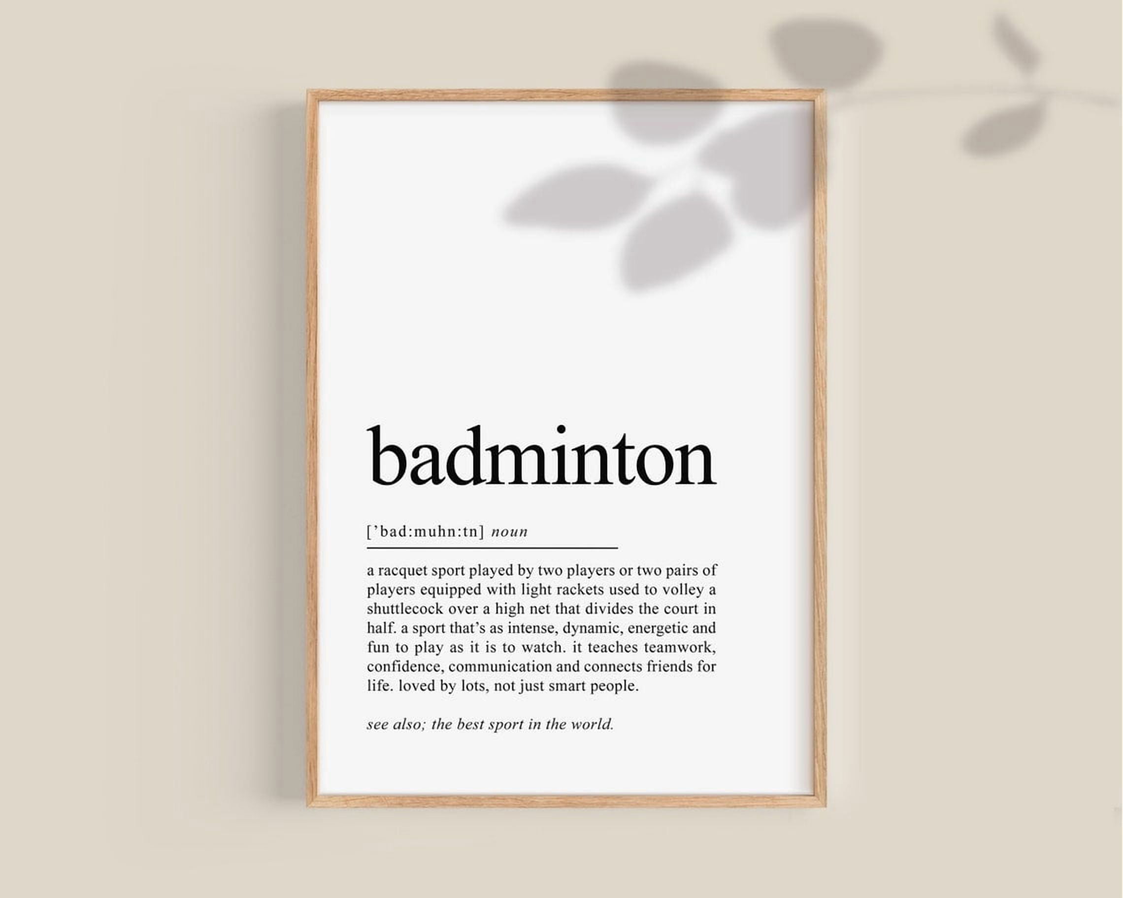 Badminton Quotes Definition Poster Team Teenage Bedroom Wall Art Poster ...