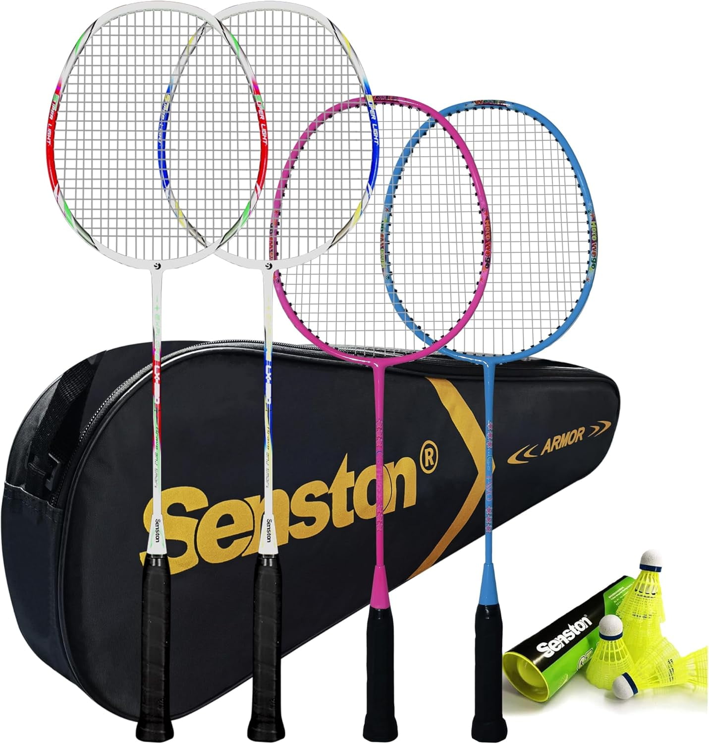 Badminton Racket, Lightweight Badminton Rackets Set with 6 Nylon ...