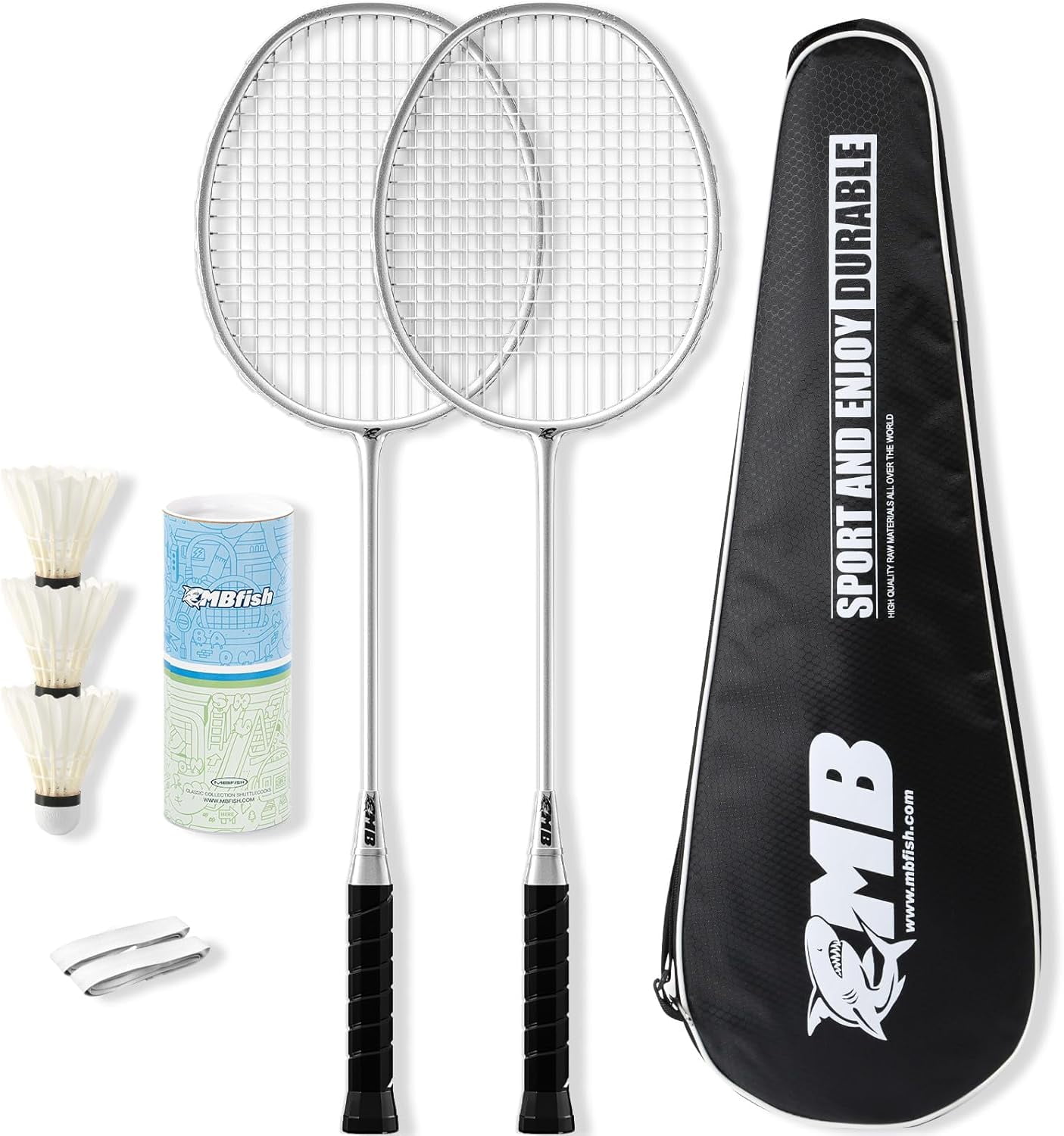 Badminton Racket Set with 2 Carbon Fiber Rackets, 3 Shuttlecocks, 2 ...