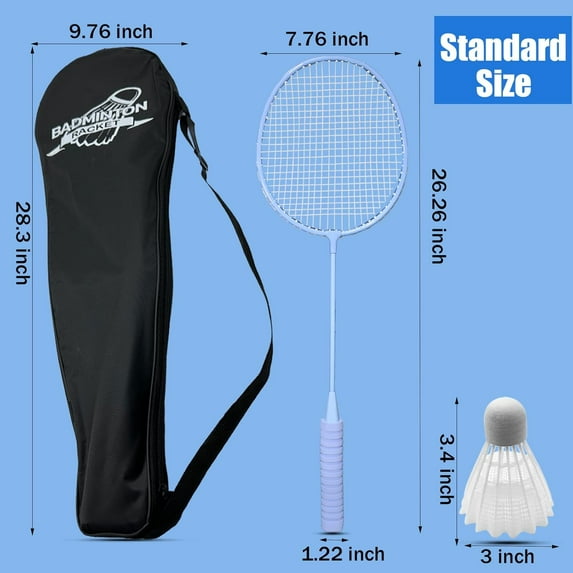 Badminton Racket Set for Outdoor Backyard Games, Includes 4 Rackets, 4 ...