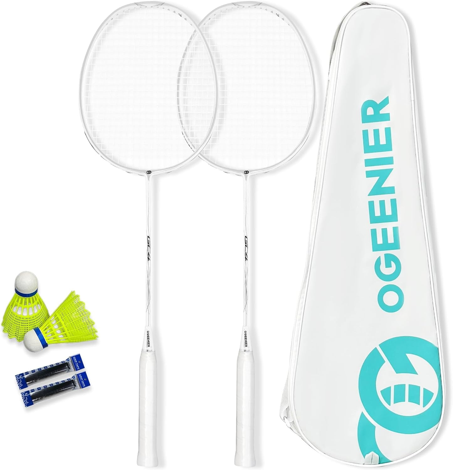Badminton Racket Set of 2, Including 2 Rackets+2 Badminton Birdies, 2 ...