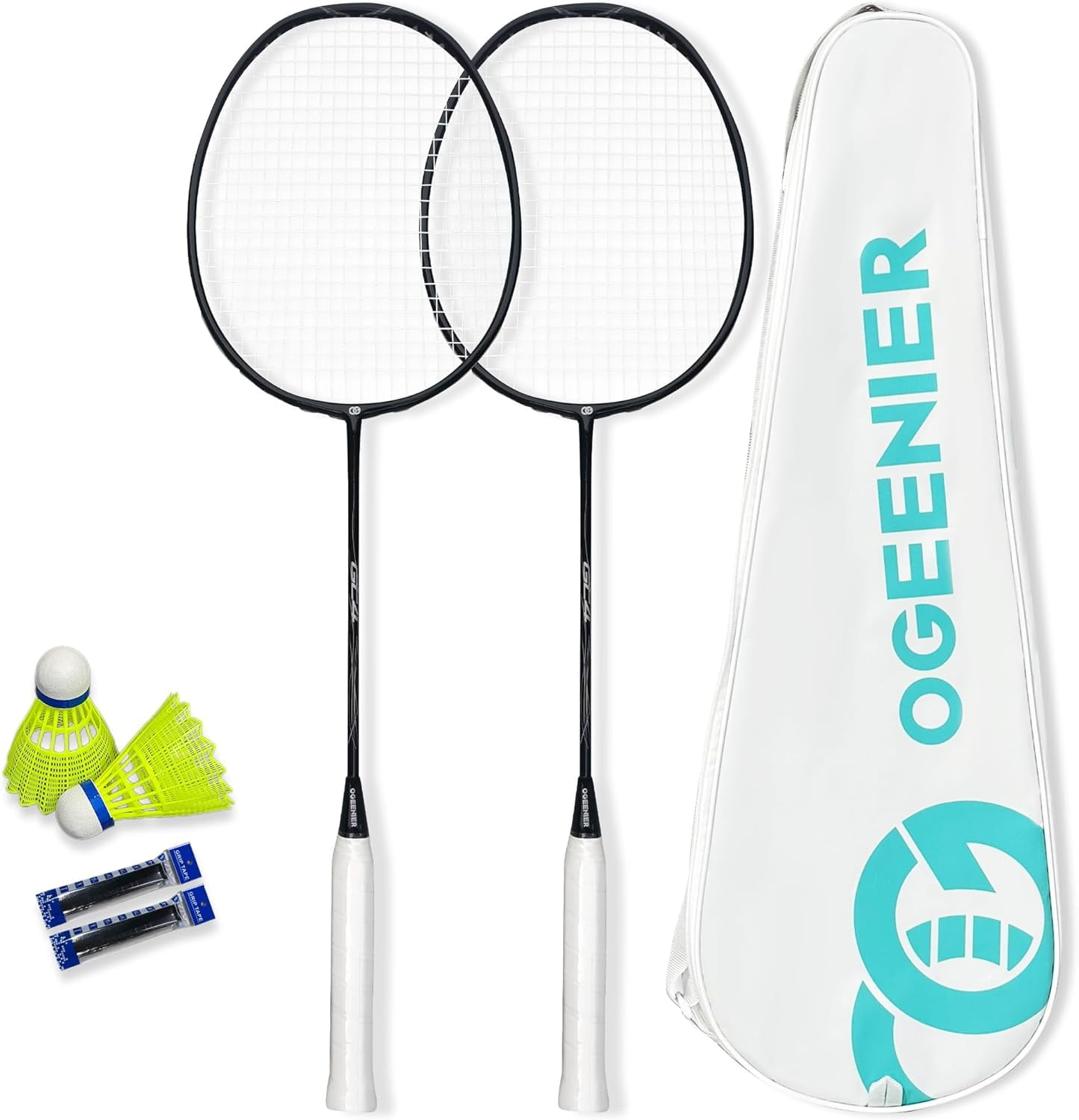 Badminton Racket Set of 2, Including 2 Rackets+2 Badminton Birdies, 2 ...