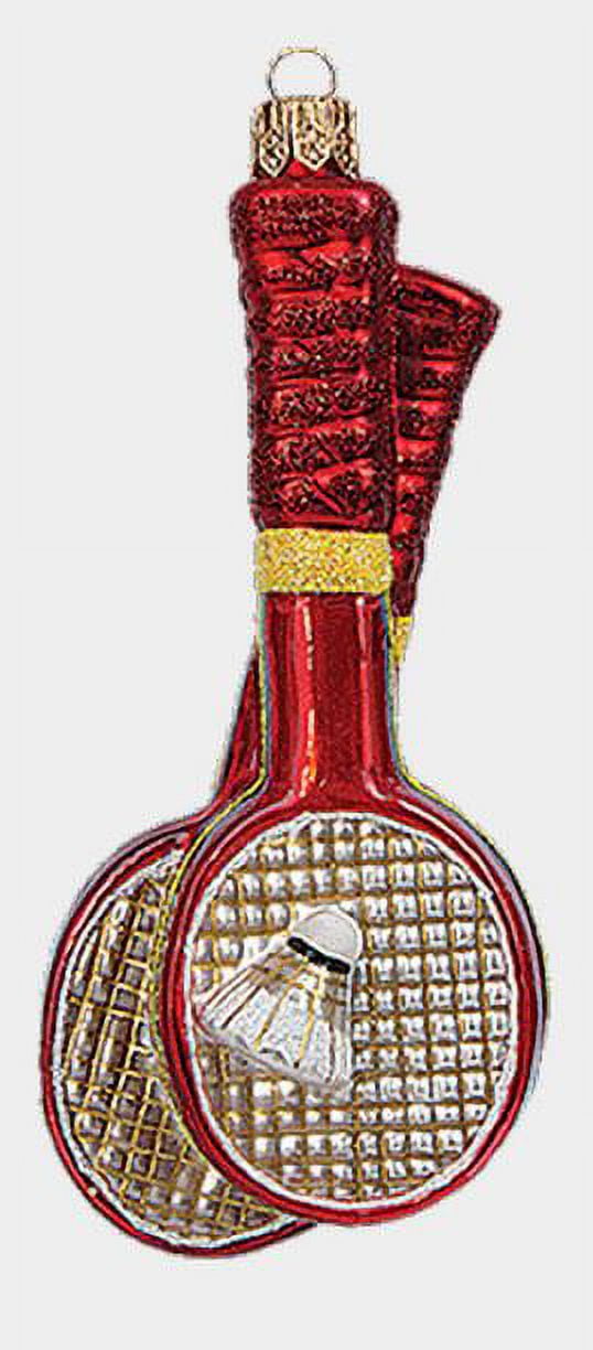 Badminton Rackets and Birdie Polish Mouth Blown Glass Christmas ...