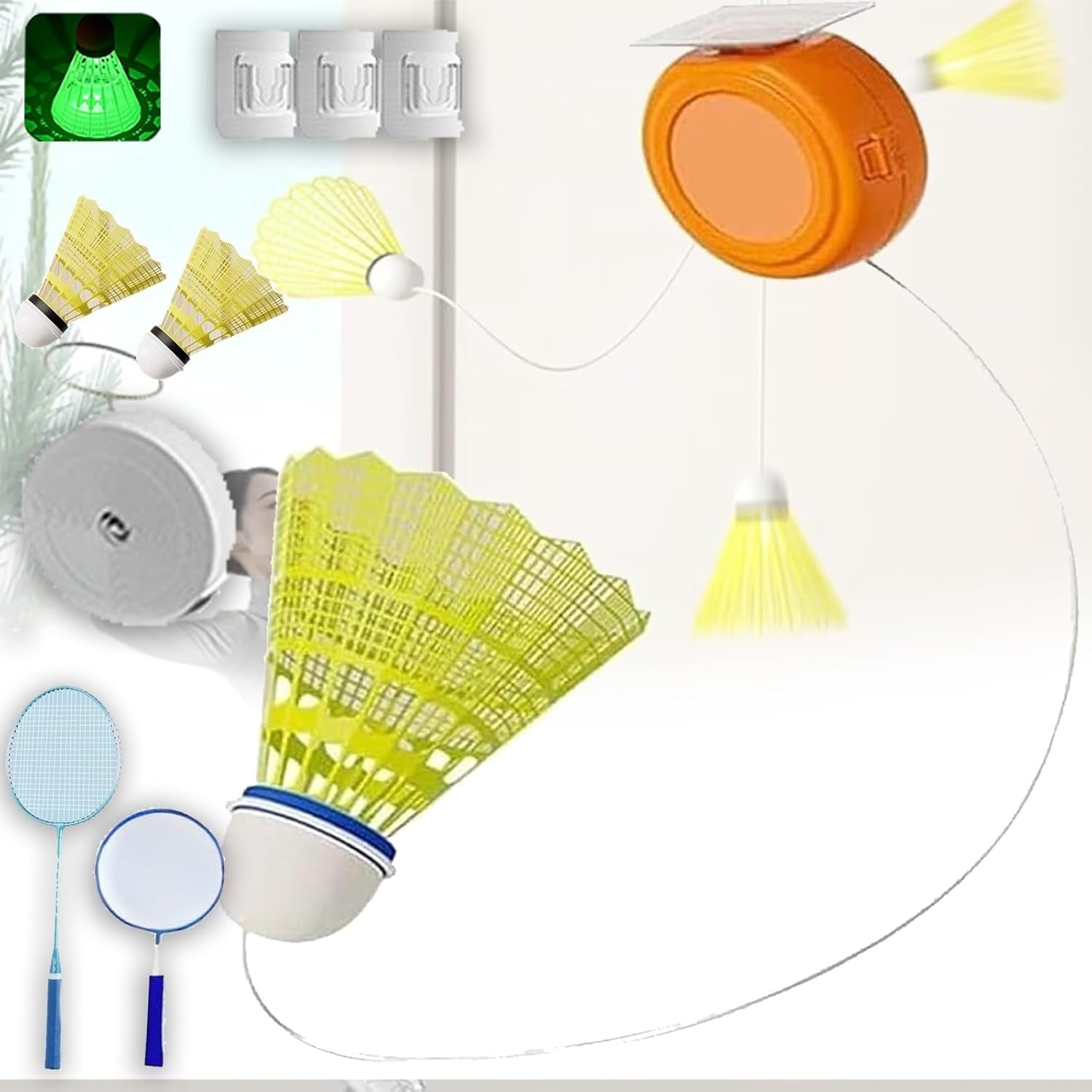 Badminton Rebound Trainer, Elastic Stretch One Person Badminton Rebound ...