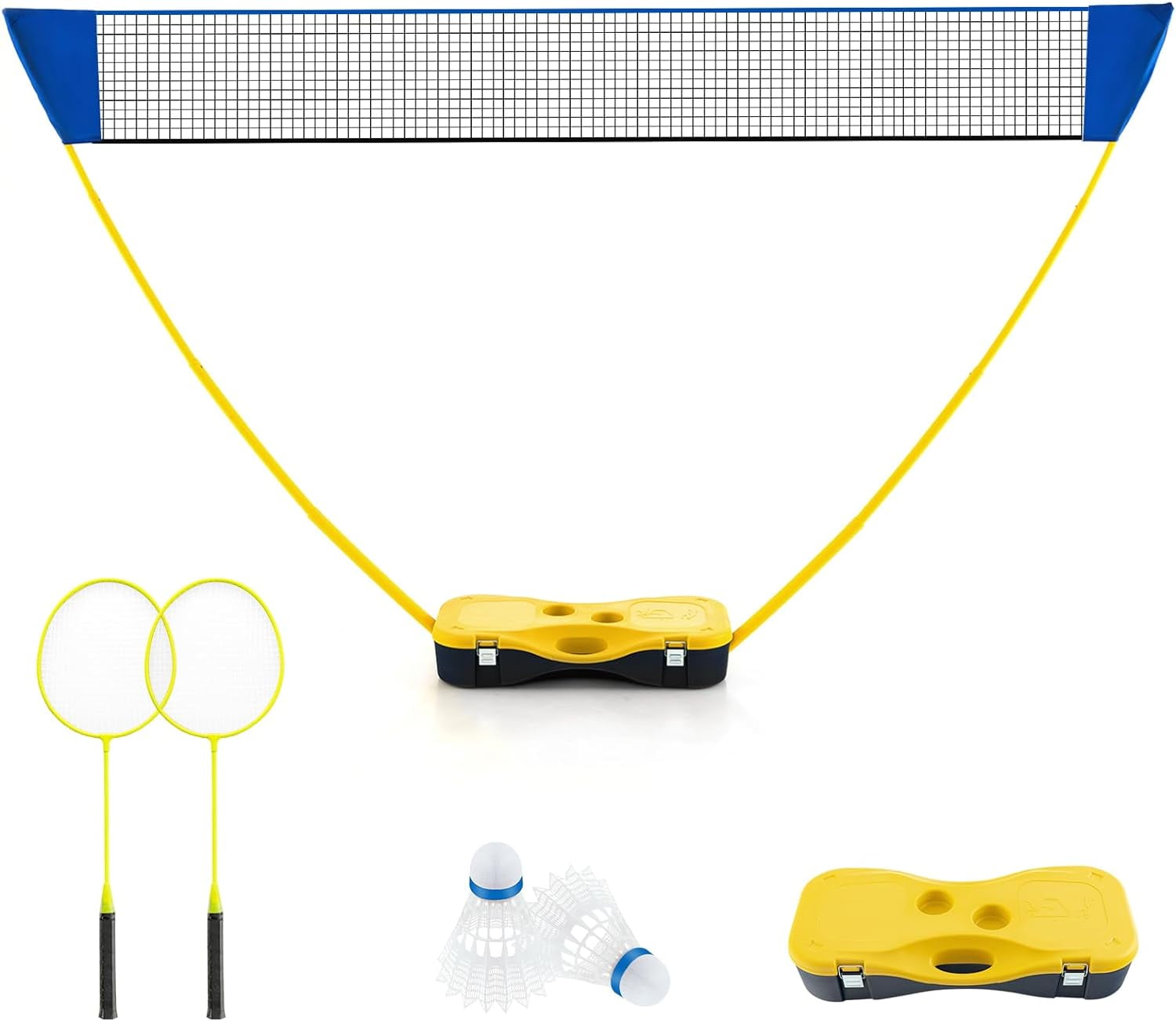 Badminton Set, Portable All-In-One Volleyball Net Set with 2 Badminton ...