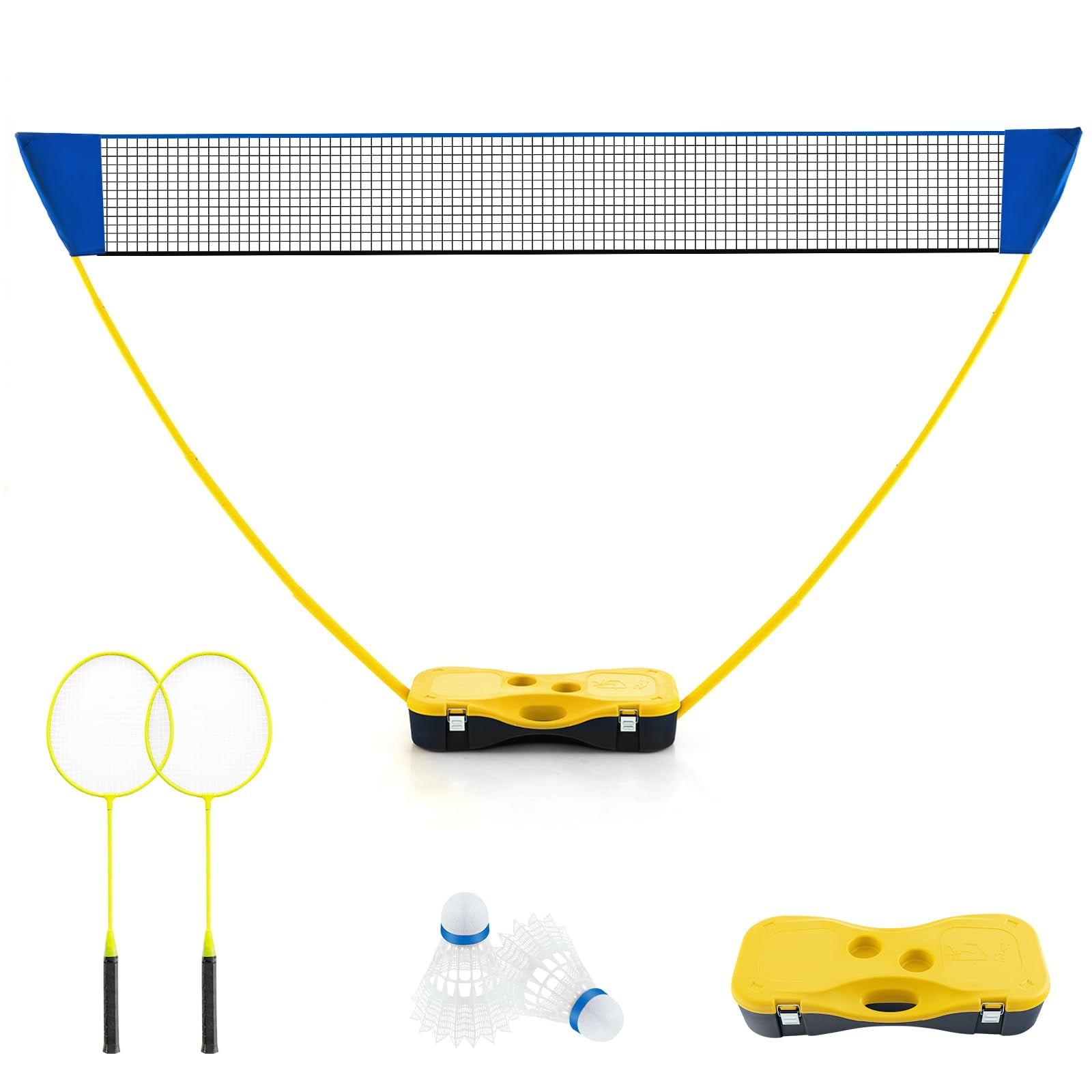 Badminton Set with Volleyball Net, Portable Sports Kit Includes 2 ...