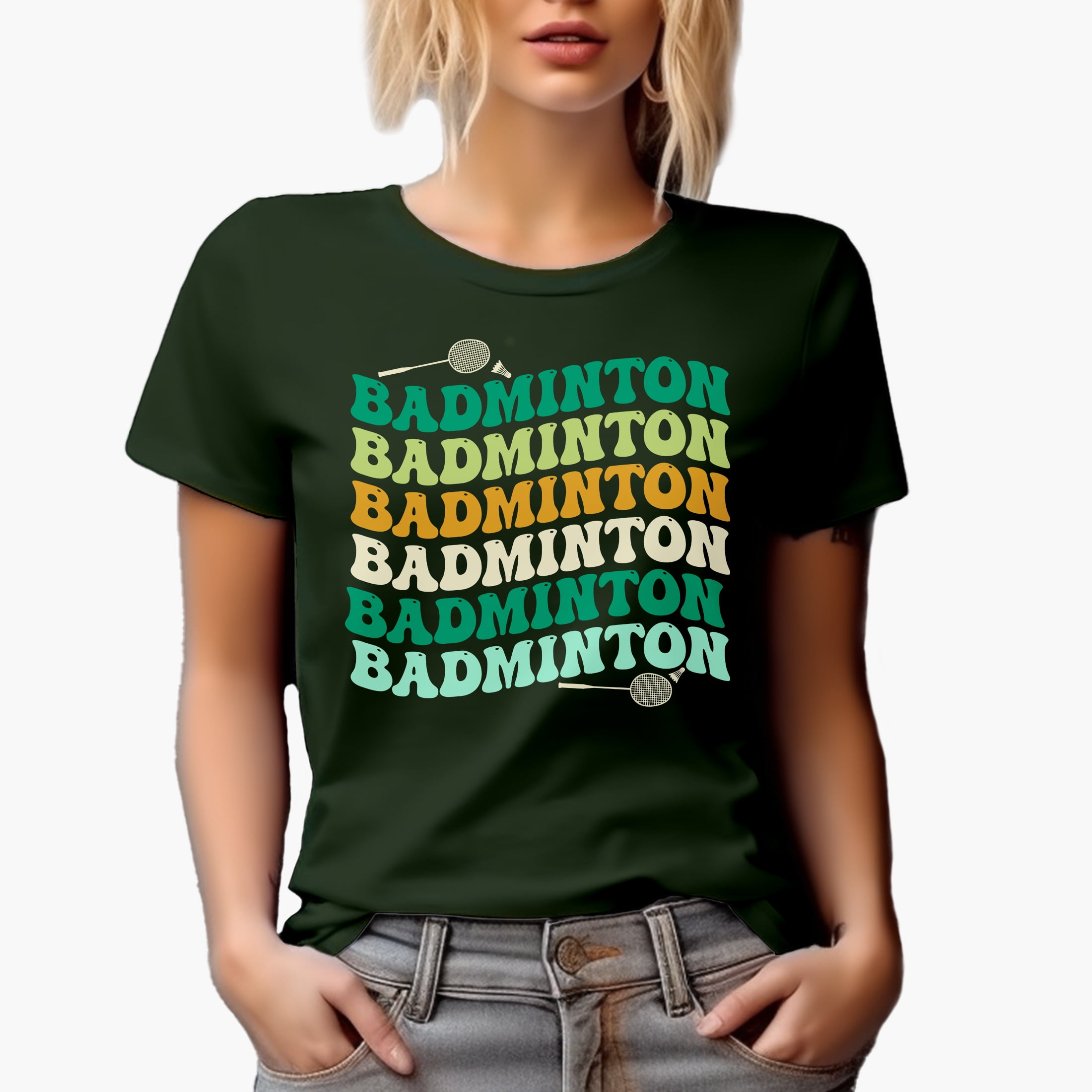 Badminton, Sports Themed, Groovy Retro Wavy Text Merch Gift, Military ...