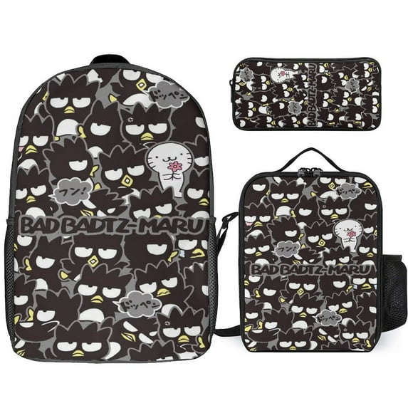 Badtz Maru 3 Pcs Backpack Set With Lunch Bag And Pencil Case Casual ...