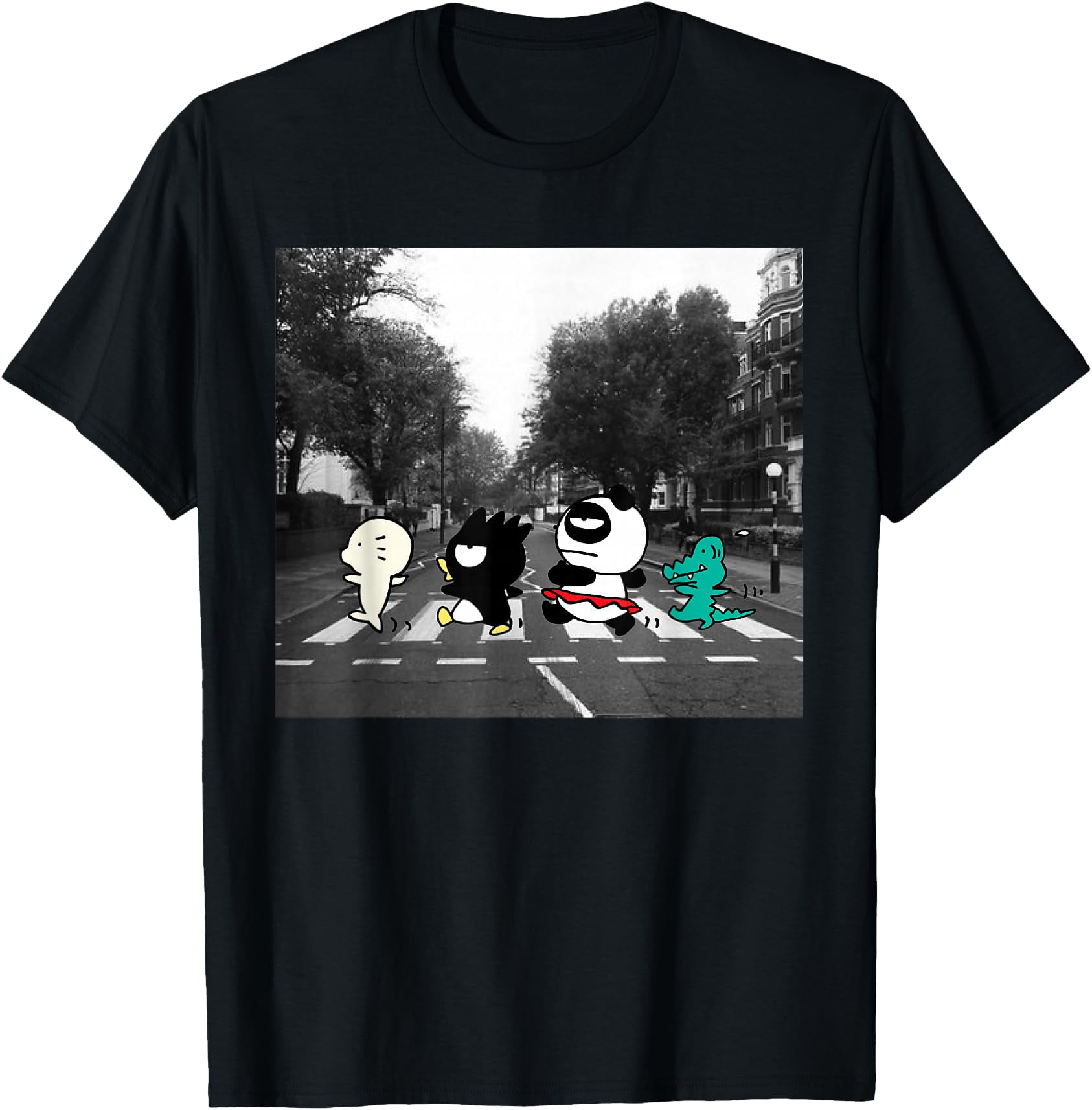 Badtz Maru Crosswalk Parody Funny DTG Print Unisex T-Shirt,Black Color ...