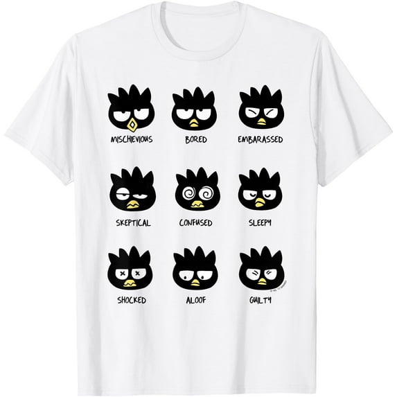 Badtz Maru Different Moods DTG Print Unisex T-Shirt,White Color,Size YL ...