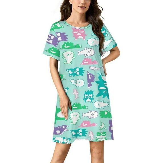 Badtz Maru Nightgowns for Women Short Sleeve Night Gown Soft Sleep ...