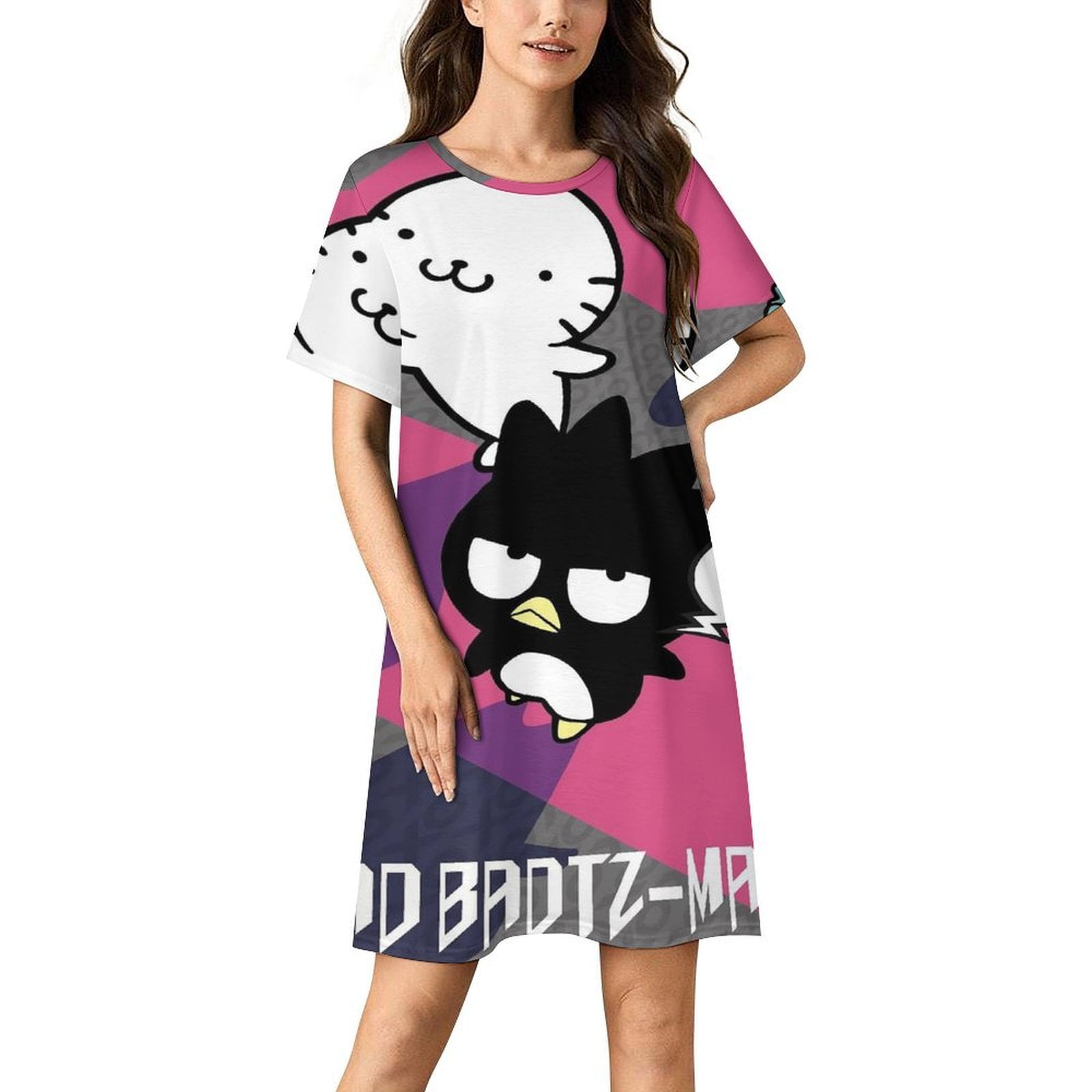 Badtz Maru Nightgowns for Women Short Sleeve Night Gown Soft Sleep ...
