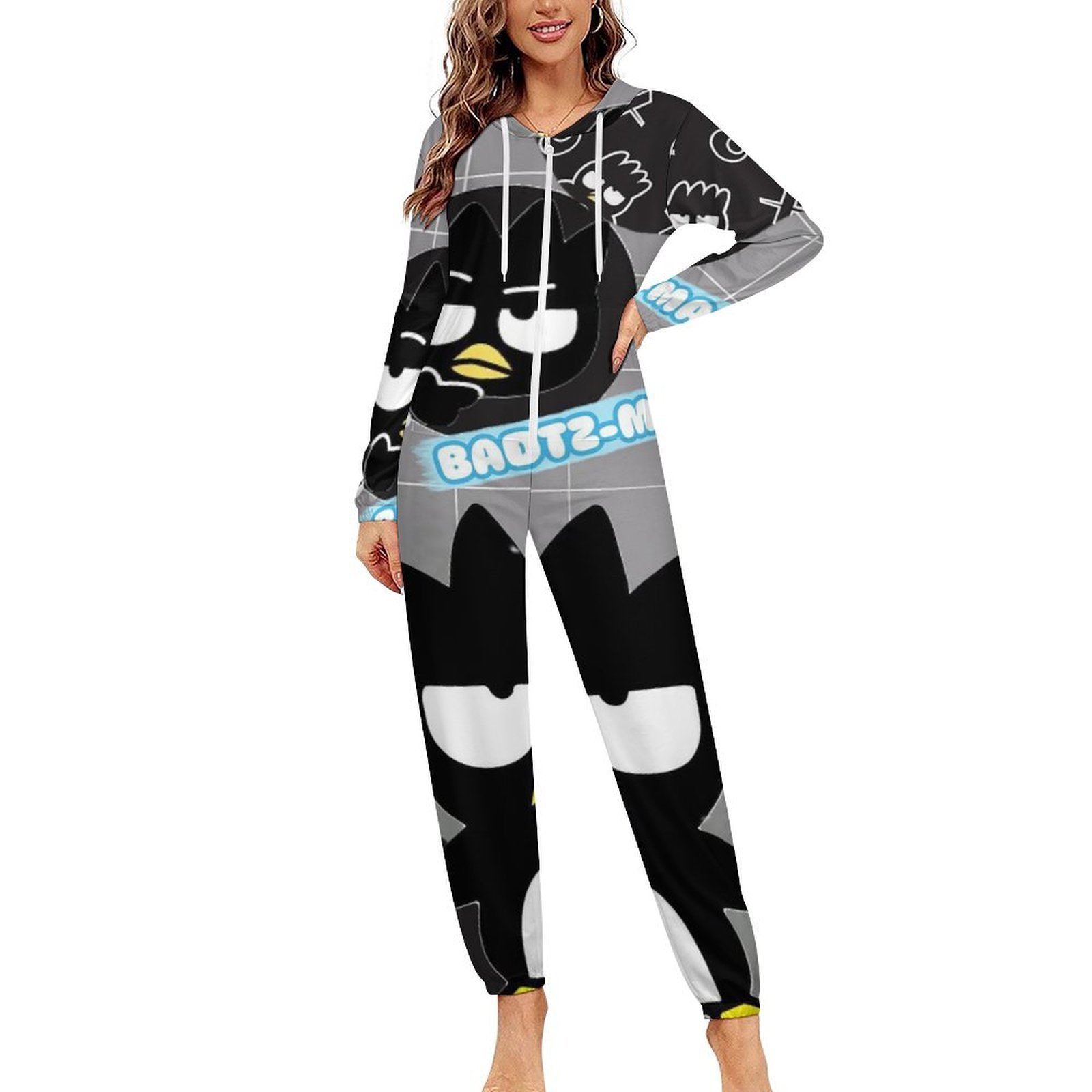 Badtz Maru Unisex Onesie Pajamas Zipper Jumpsuit Hooded One Piece ...