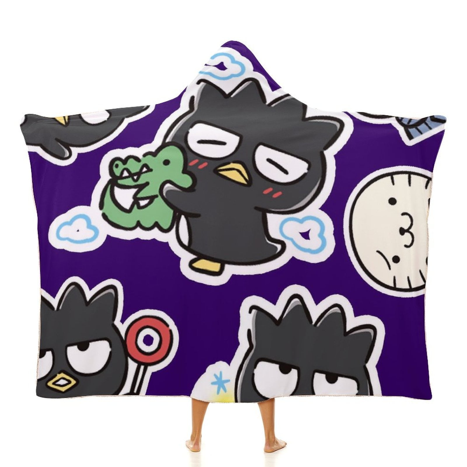 Badtz Maru Wearable Blanket Hoodie Cartoon Blanket Hooded Blanket Gifts for Kids Adults ...