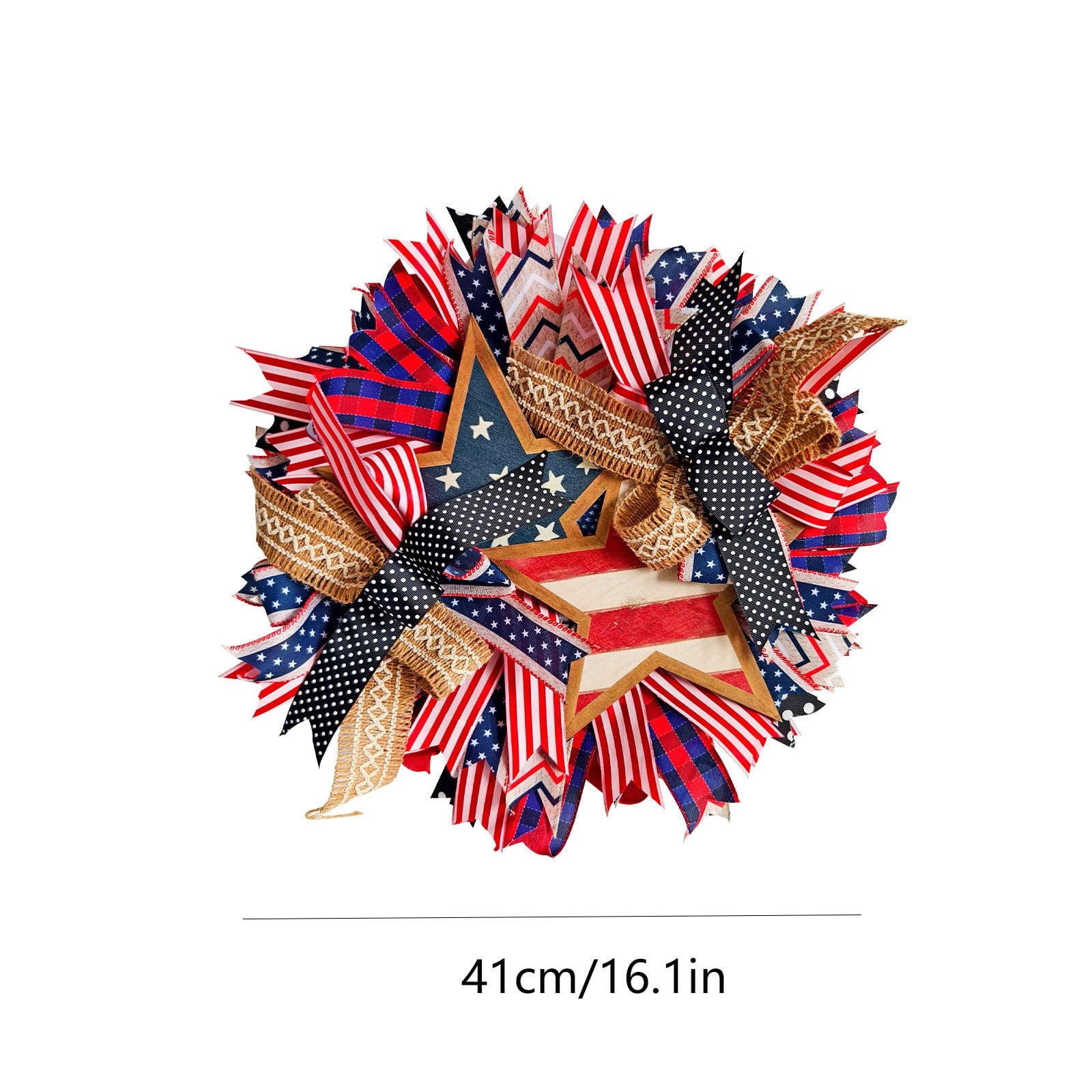 BadyminCSL 40cm 4th of July Patriotic Artificial Wreath, Simulation ...