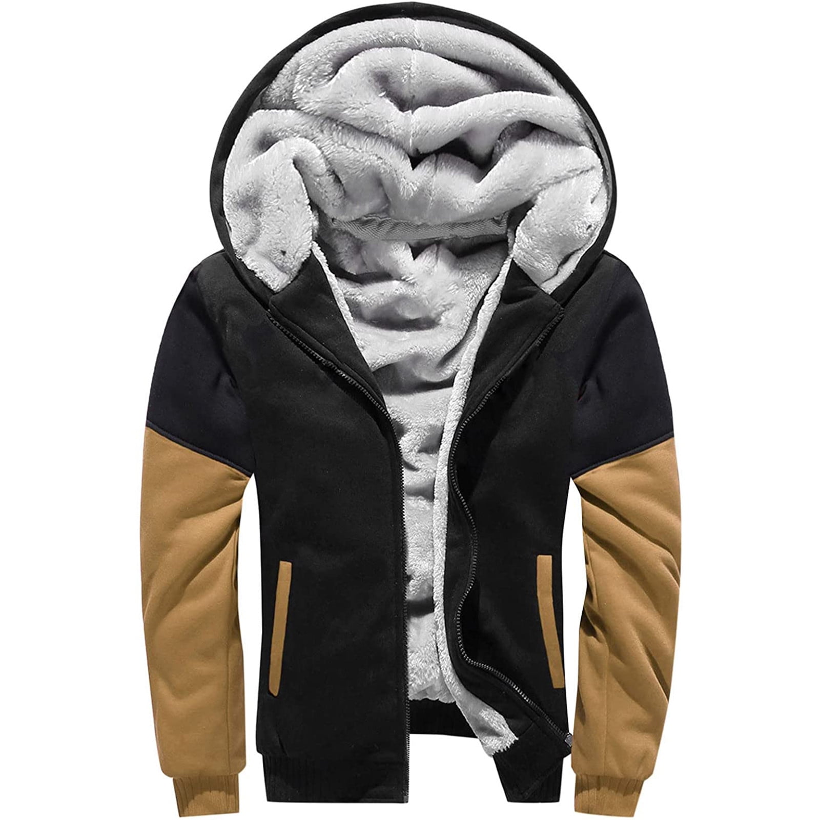 BadyminCSL Men Plus Size Sherpa Lined Fleece Hoodie Jacket Zipper ...
