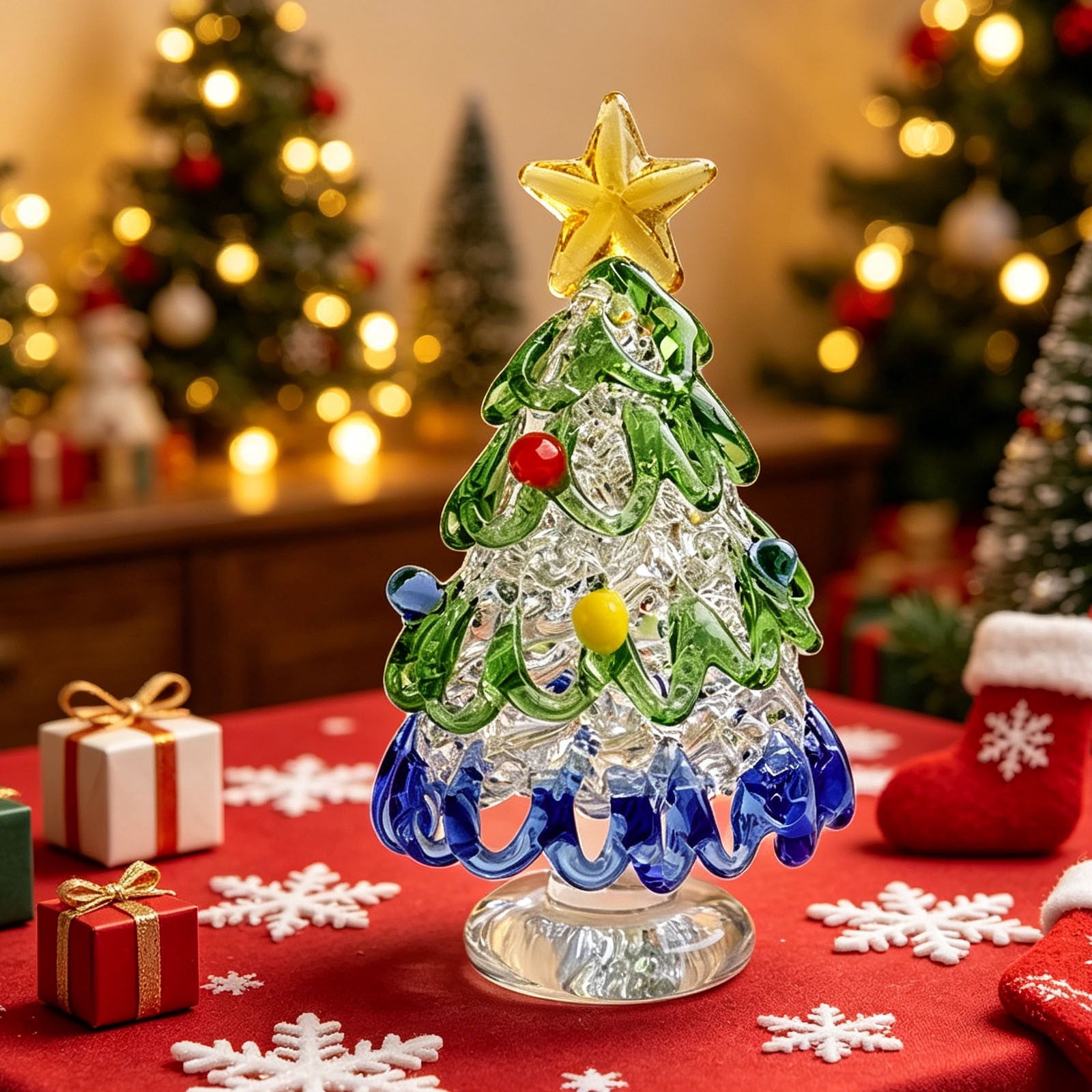 BadyminCSL Mini Handmade Glass Crystal Christmas Tree Ornament, Small ...