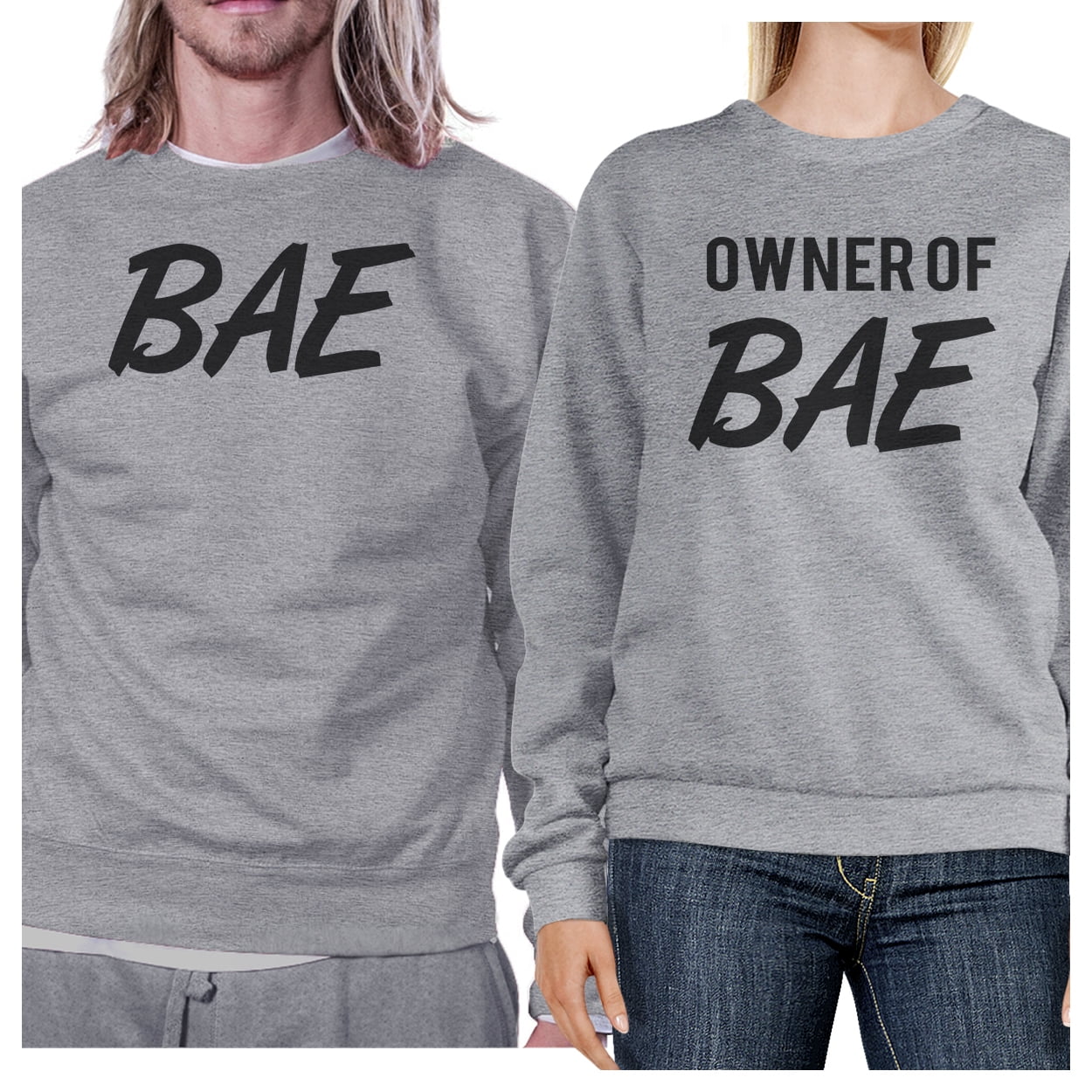 Bae And Owner Of Bae Matching Couple Grey Sweatshirts - Walmart.com