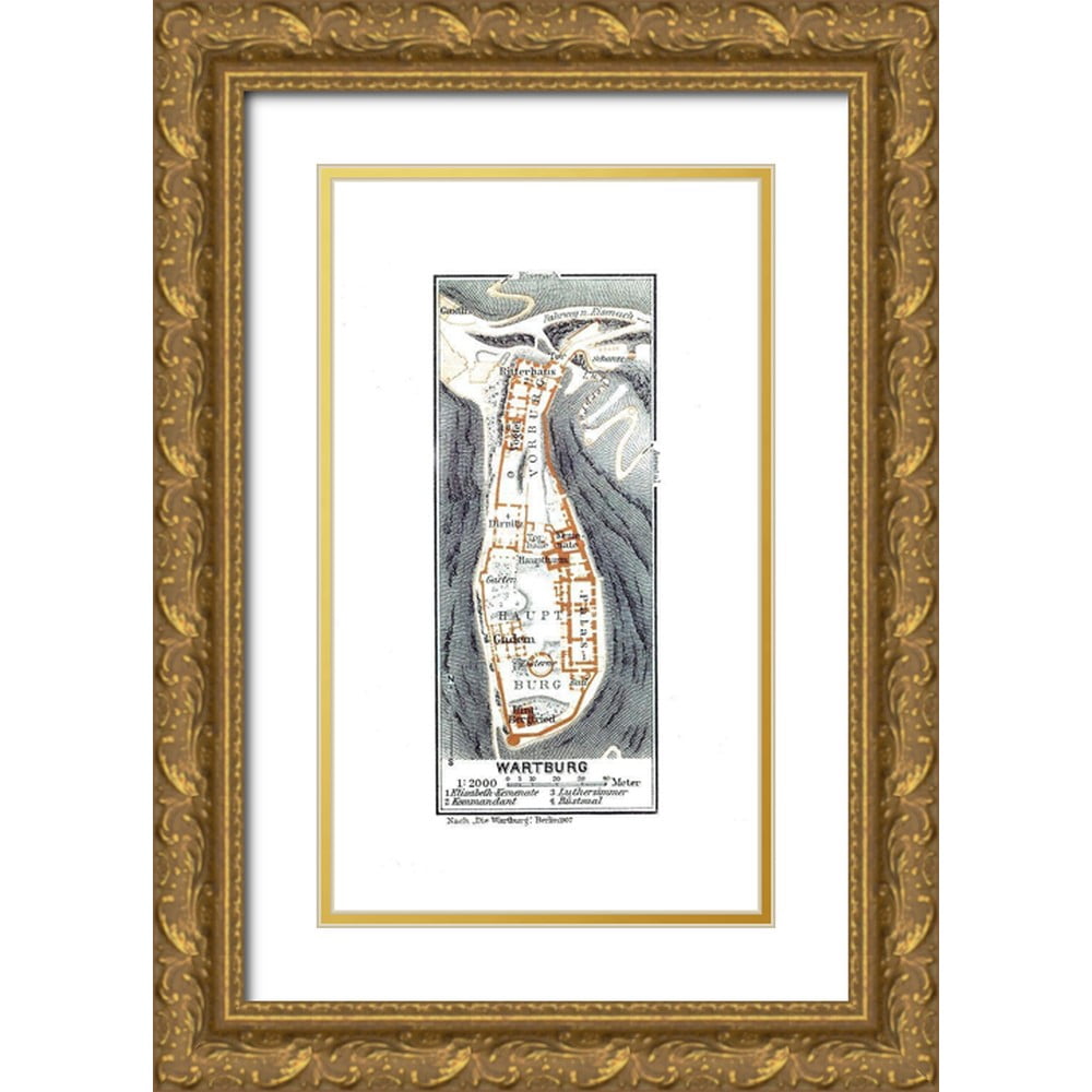Baedeker 10x14 Gold Ornate Wood Framed with Double Matting Museum Art ...