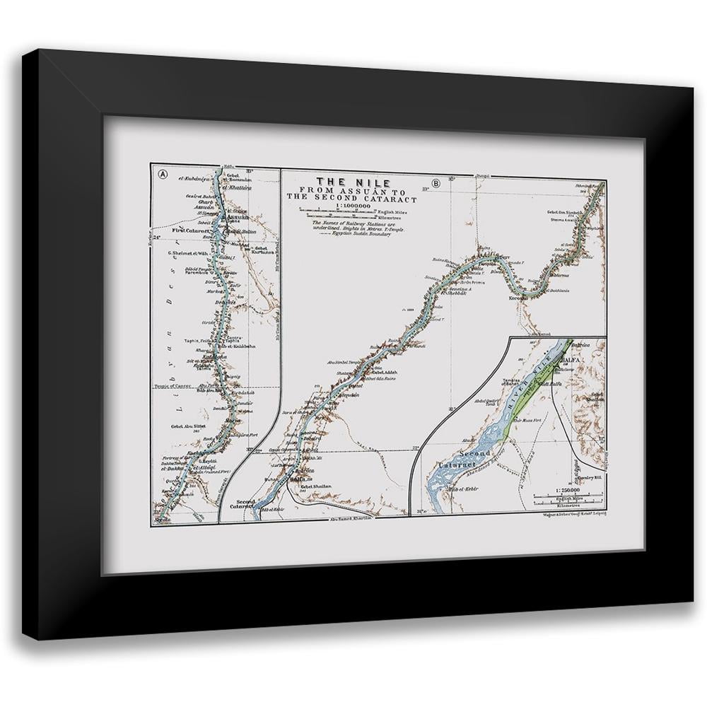 Baedeker 14x12 Black Modern Framed Museum Art Print Titled - Nile Aswan ...
