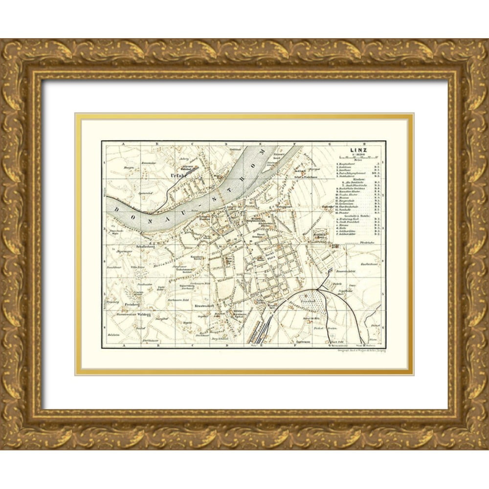 Baedeker 14x12 Gold Ornate Wood Framed with Double Matting Museum Art ...