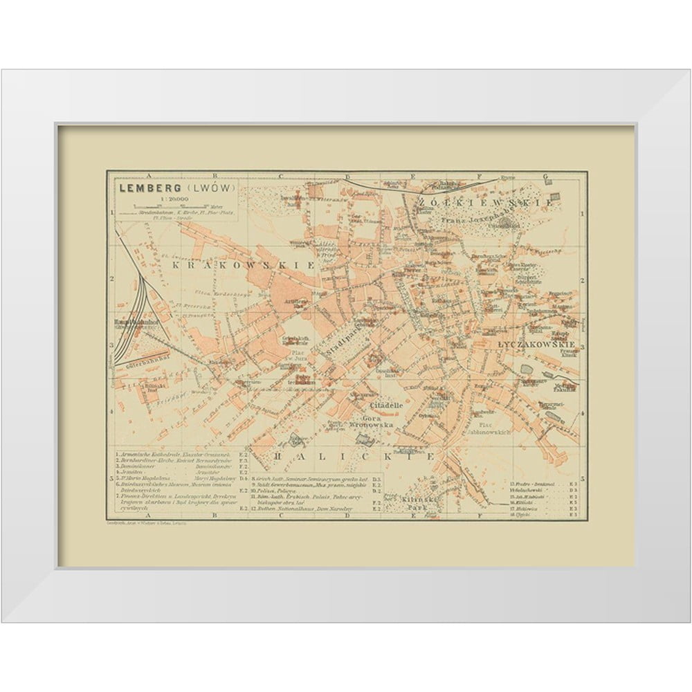Baedeker 14x12 White Modern Wood Framed Museum Art Print Titled ...