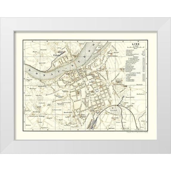 Baedeker 14x12 White Modern Wood Framed Museum Art Print Titled - Linz ...