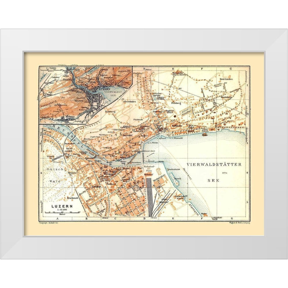 Baedeker 14x12 White Modern Wood Framed Museum Art Print Titled ...