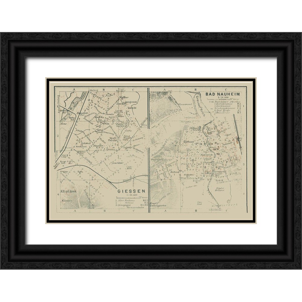 Baedeker 18x14 Black Ornate Wood Framed with Double Matting Museum Art ...