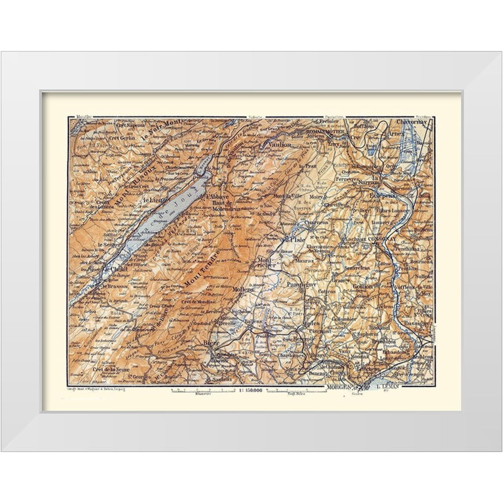 Baedeker 18x15 White Modern Wood Framed Museum Art Print Titled - Mont ...