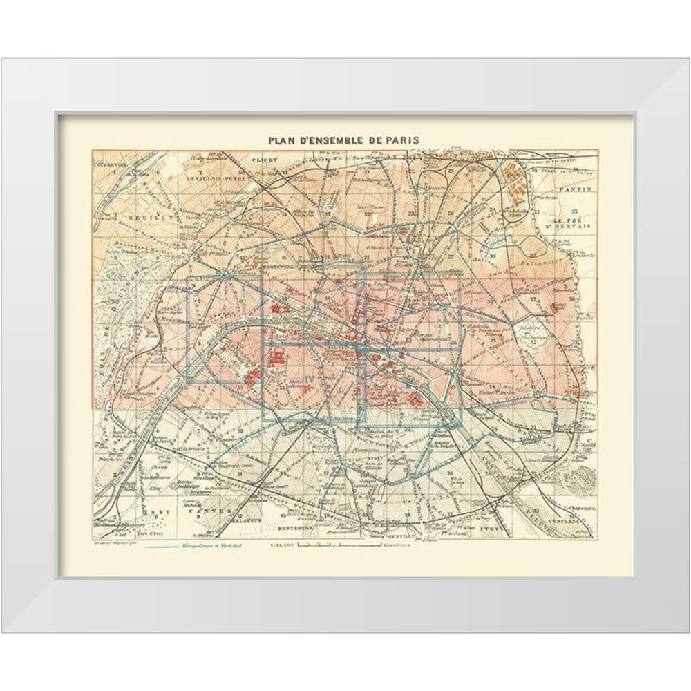 Baedeker 18x15 White Modern Wood Framed Museum Art Print Titled - Paris ...