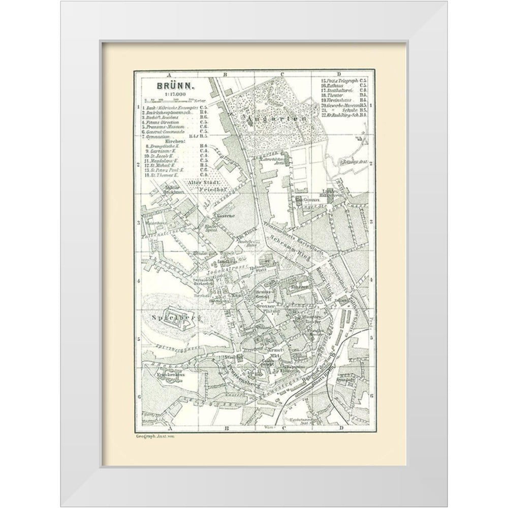 Baedeker 18x24 White Modern Wood Framed Museum Art Print Titled - Brunn ...