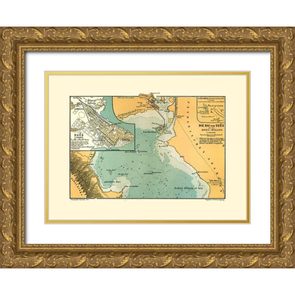 Baedeker 24x19 Gold Ornate Wood Framed with Double Matting Museum Art ...