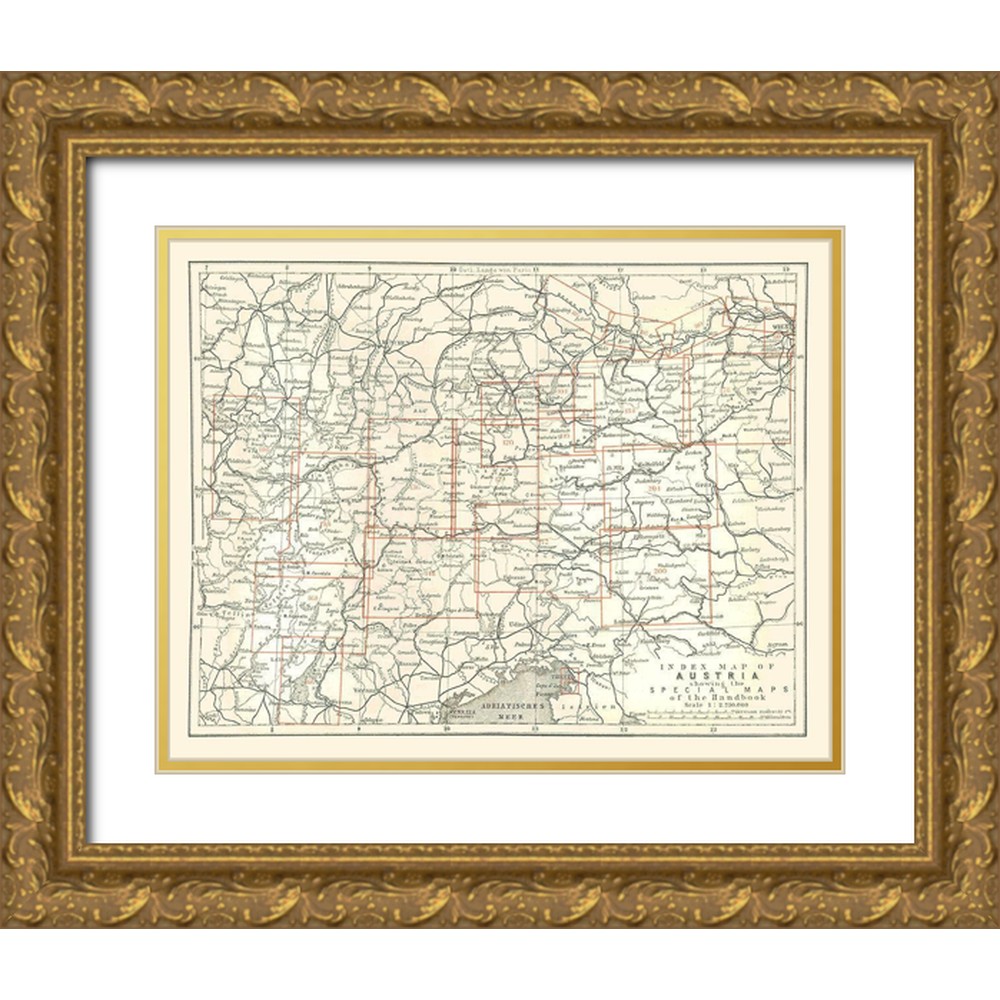 Baedeker 24x20 Gold Ornate Wood Framed with Double Matting Museum Art ...