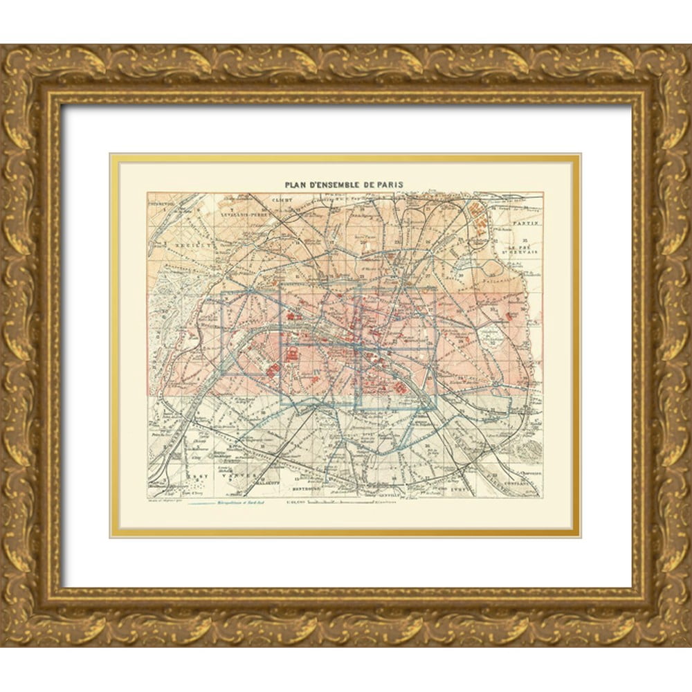 Baedeker 31x26 Gold Ornate Wood Framed with Double Matting Museum Art ...