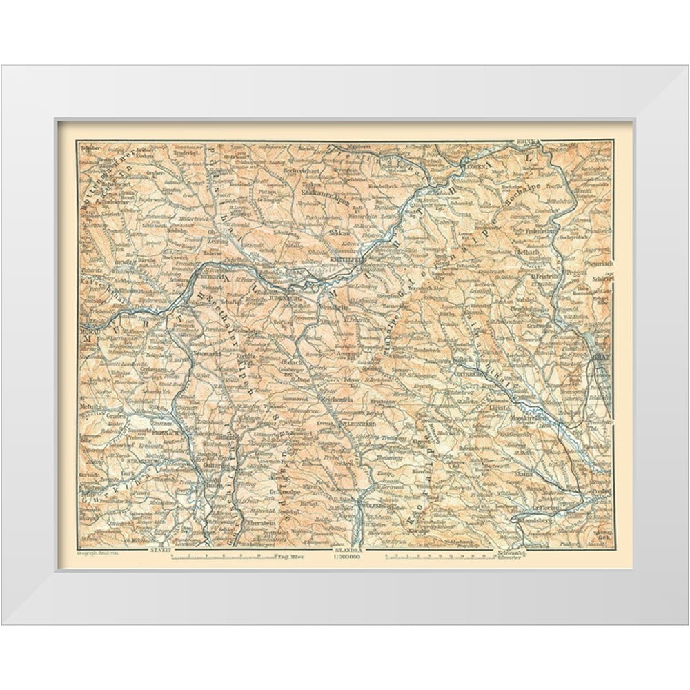 Baedeker 32x26 White Modern Wood Framed Museum Art Print Titled ...