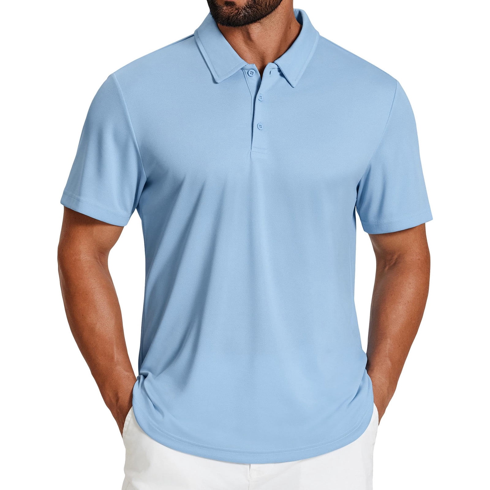 Baeitkot Men's Shirt Short Sleeved Top Men's Fashion Solid Color Lapel ...
