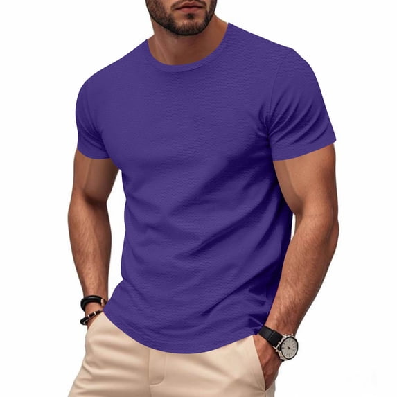 Baeitkot Men's Short Sleeved Sports Top Men's Solid Color Short Sleeved ...