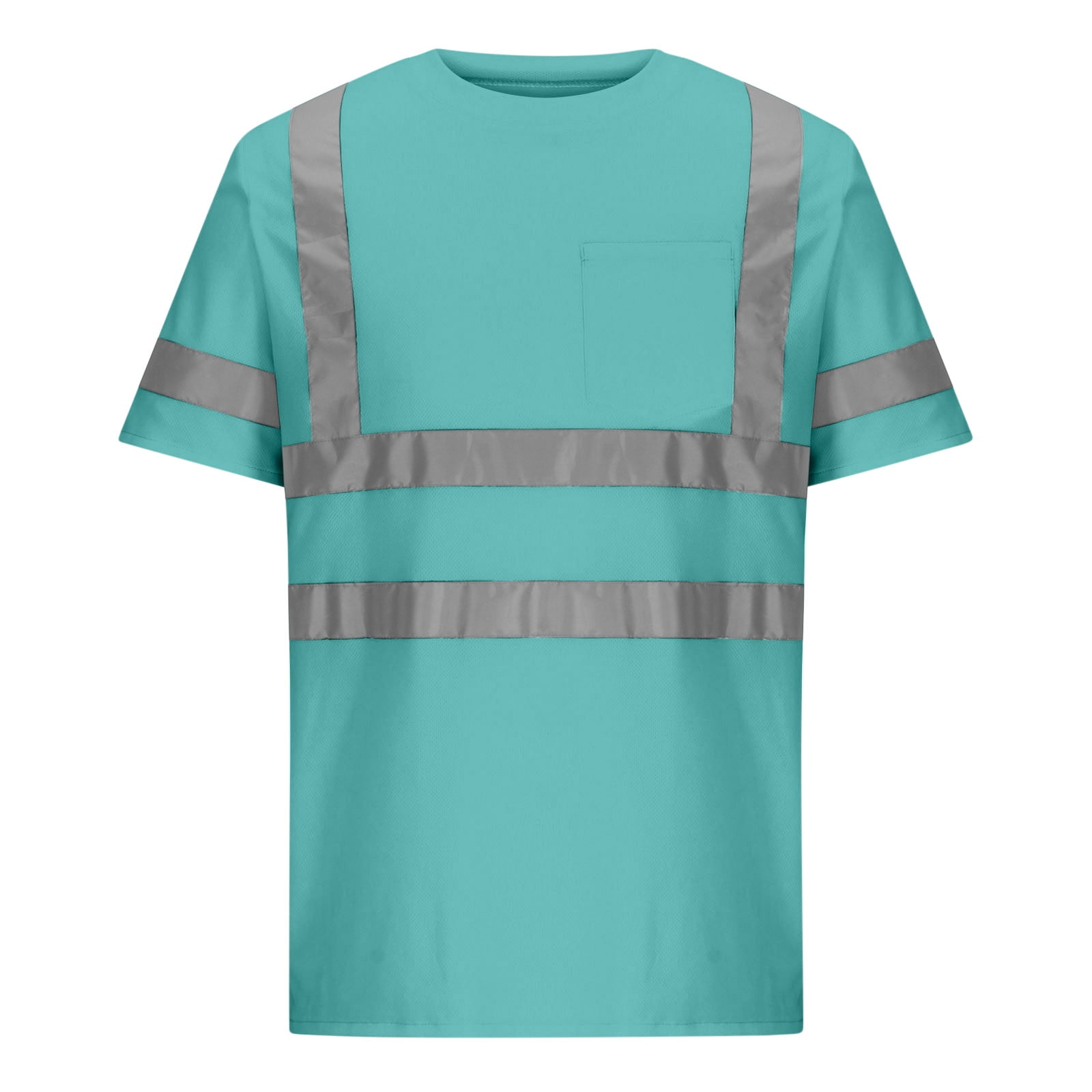 Baeitkot Men's Single Pocket Reflective Strip Round Neck Short Sleeved ...