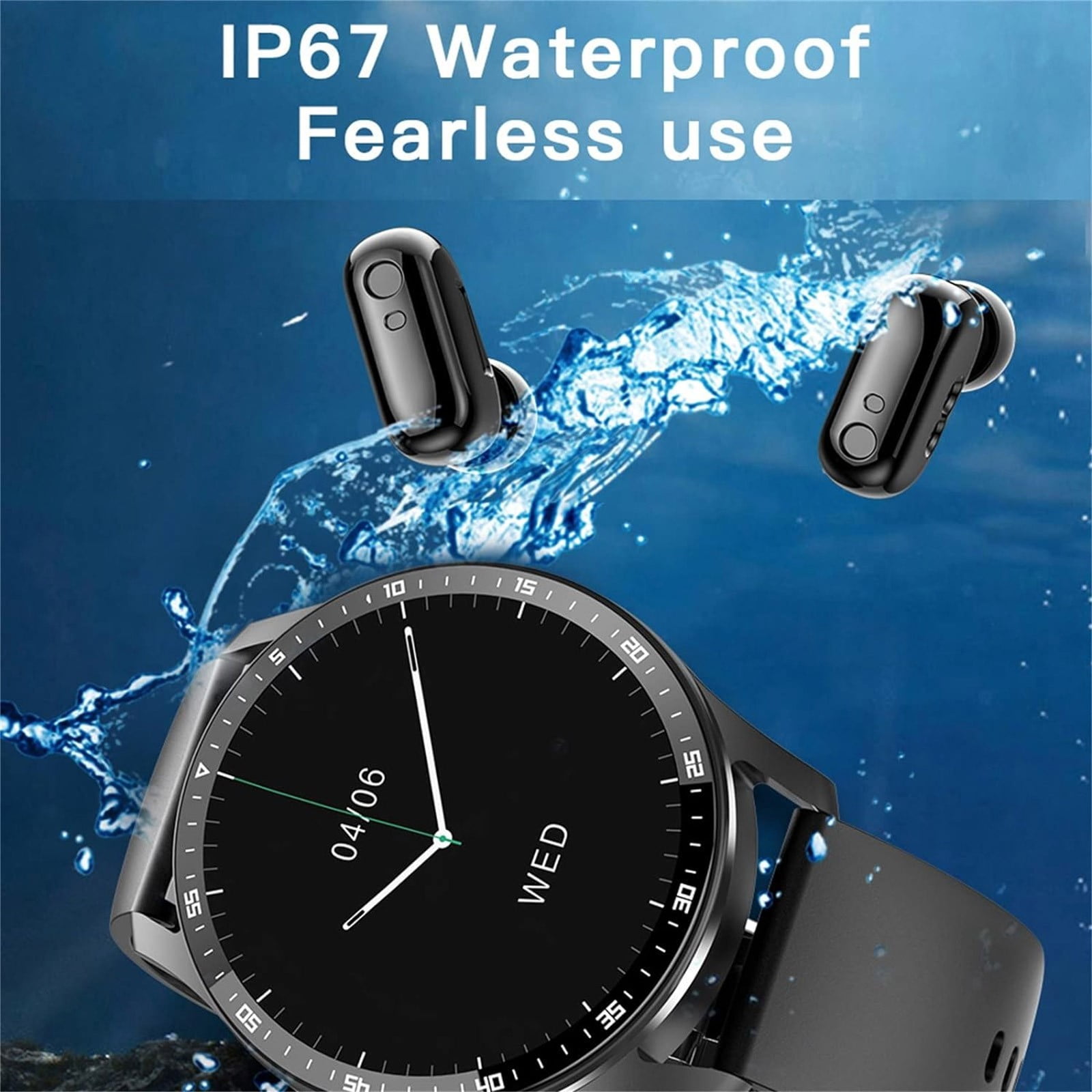 Baeitkot Sports Smartwatch With Wireless Earphones 2 IN 1 Alloy 1.32inch IPS Screen-Screen IP67 ...