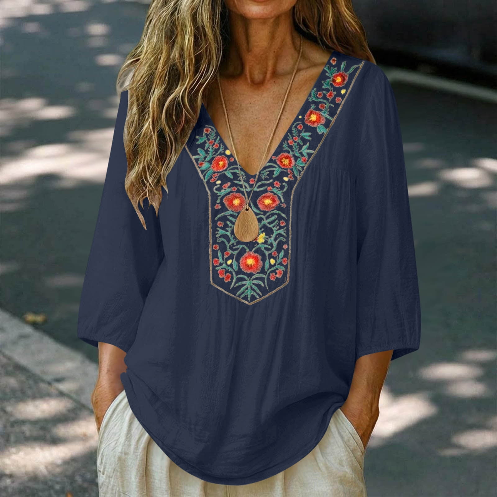 Baeitkot Women's Blouses V-Neck Top Pullover Fashion Casual Women's ...