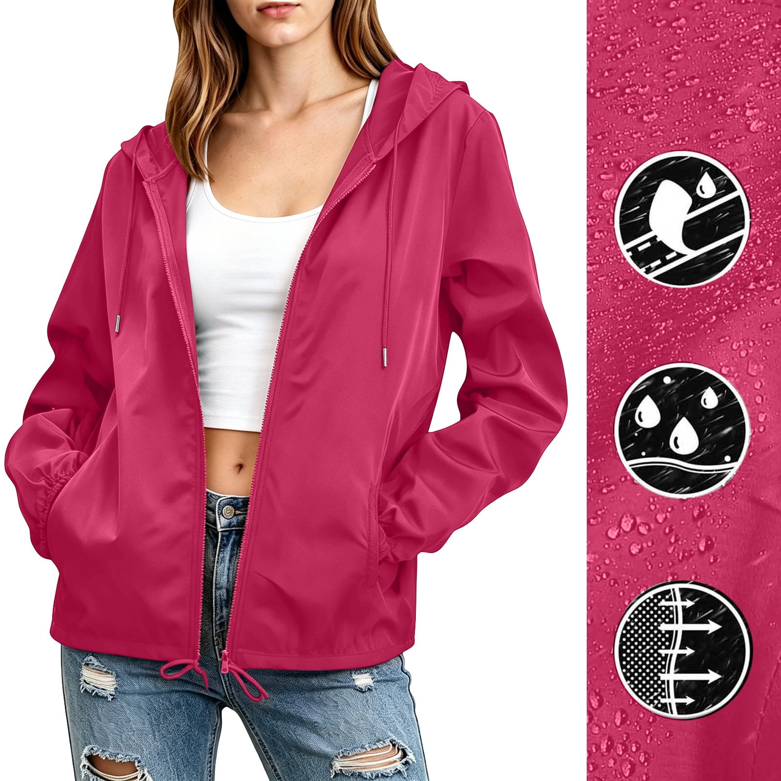 Baeitkot Women's Rain Jacket Women's Rain Jacket Water Proof Breathable ...
