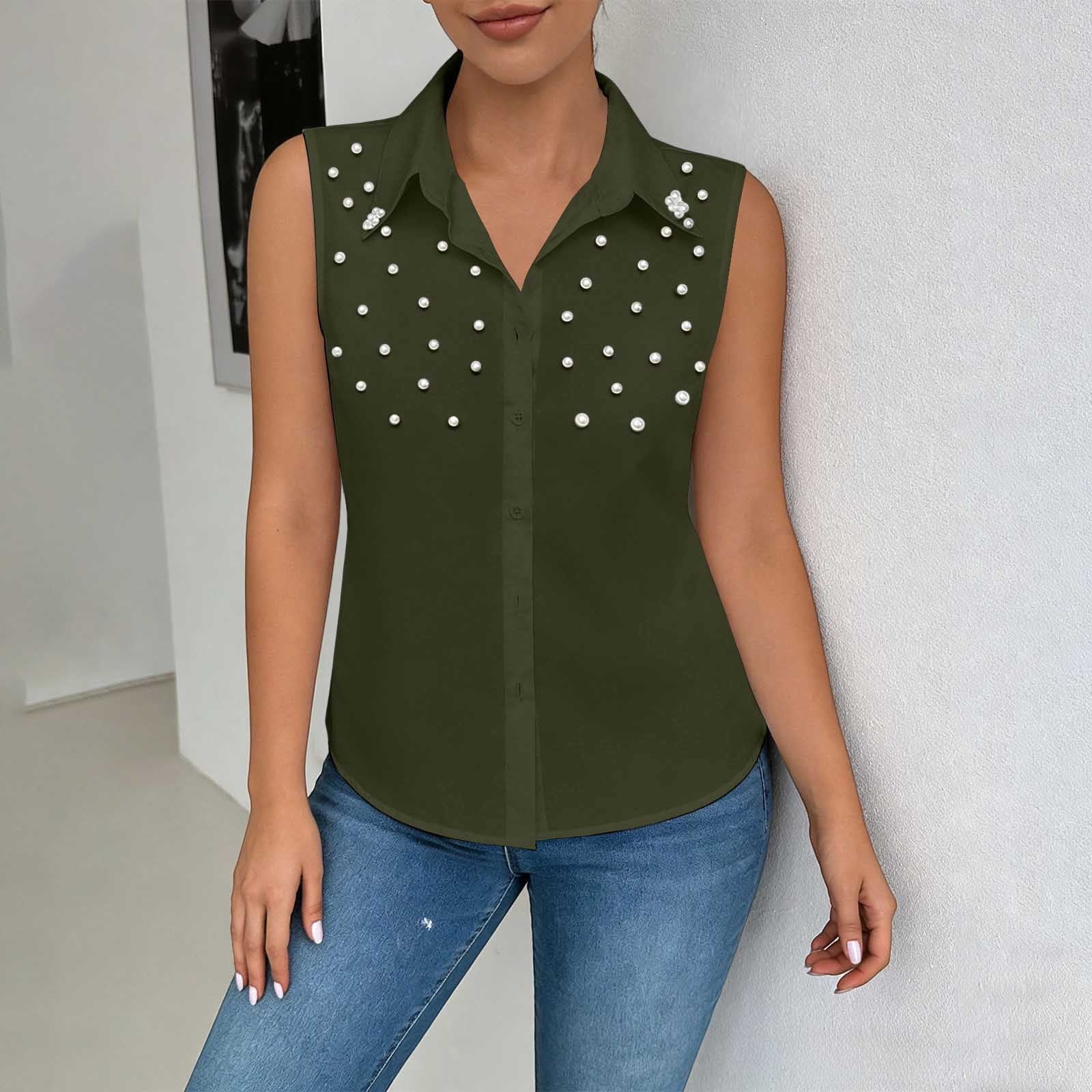 Baeitkot Women's Sleeveless Linen Top Women's Sleeveless Linen Button ...
