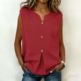 Baeitkot Women's Solid Color V-Collar Top Women's Fashion Button Solid ...