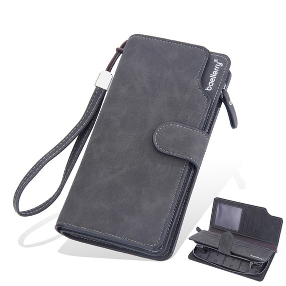 Baellerry Men's Long RfID Wallet PU Leather Zipper Coin Pocket 12 Card ...
