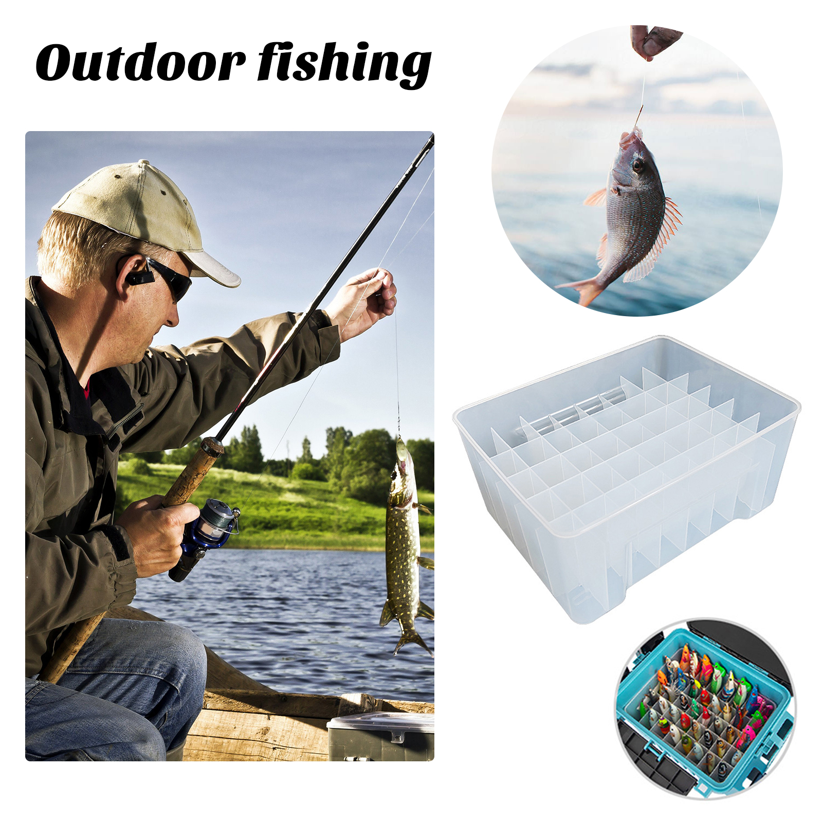 Baellert Fishing Bait Storage Box Large Capacity 40 Grids Drain Hole ...