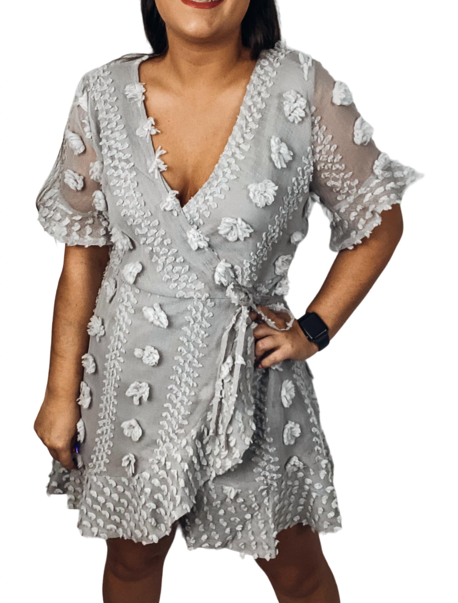 Baevely by Wellmade Swiss Dot Wrap Dress - Walmart.com