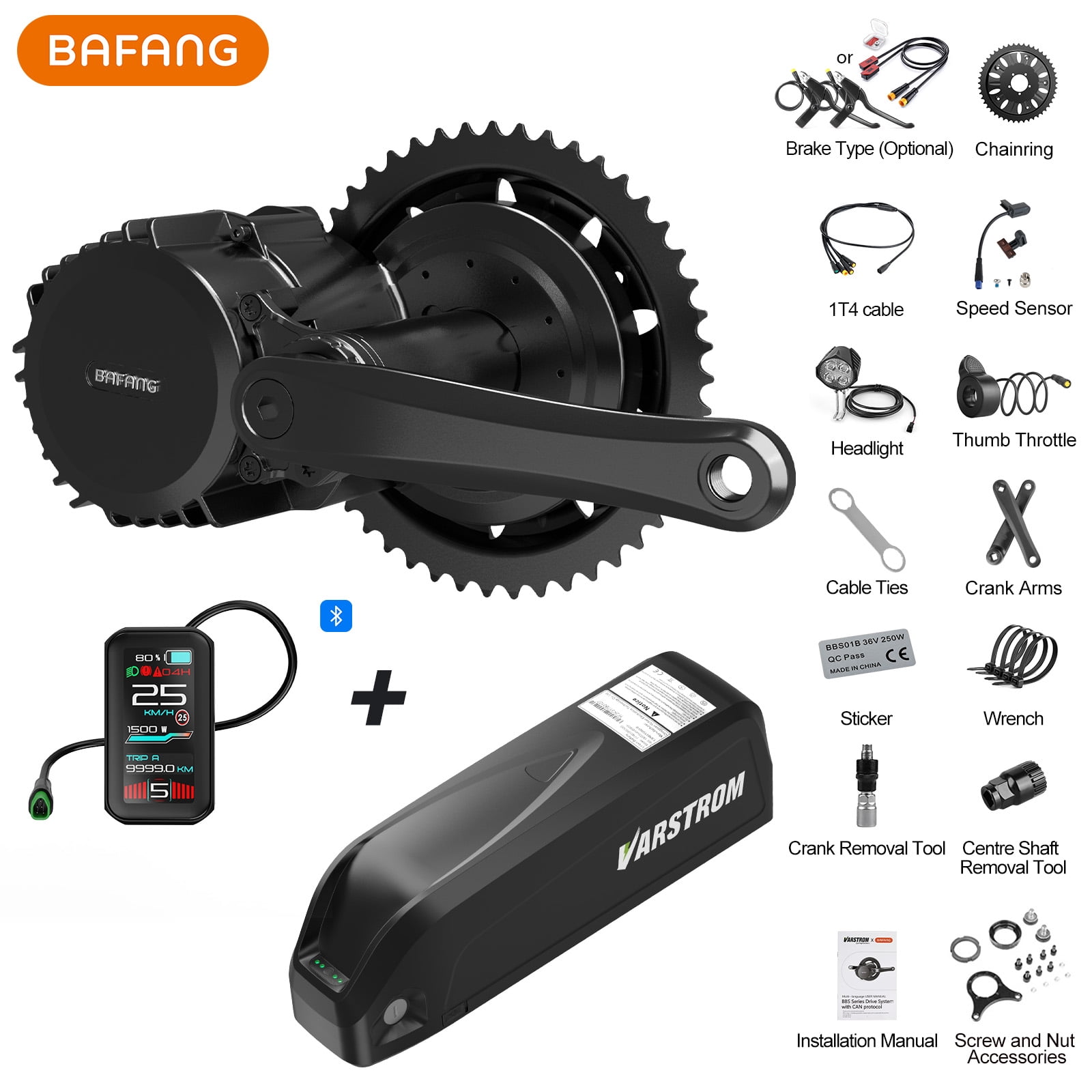 Bafang 48V 1000W BBS-HD Can Mid-Drive Ebike Motor Kit with 48V30Ah ...