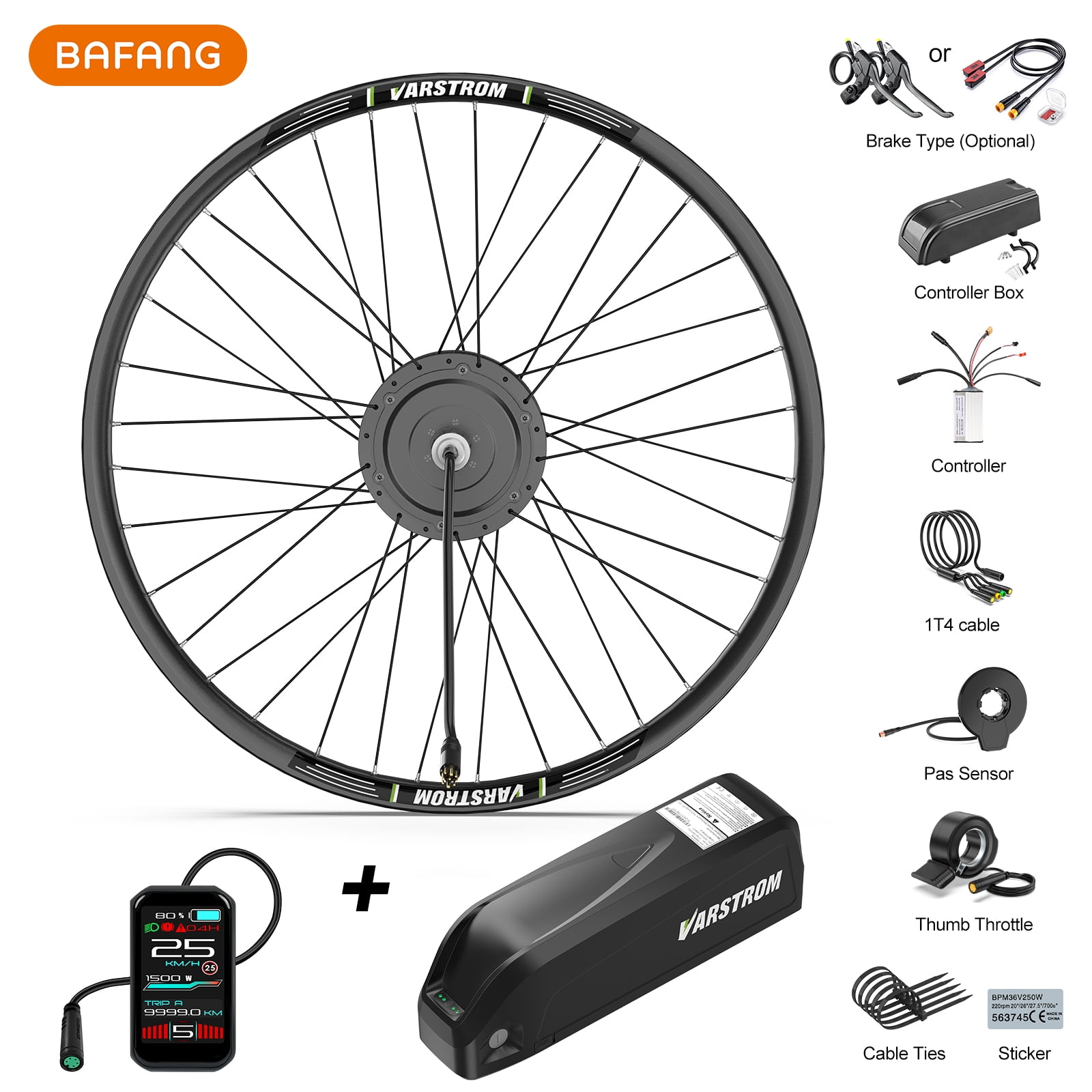 Bafang 48V 500W Ebike Rear Hub Motor Kit 20" Electric Bike Conversion ...